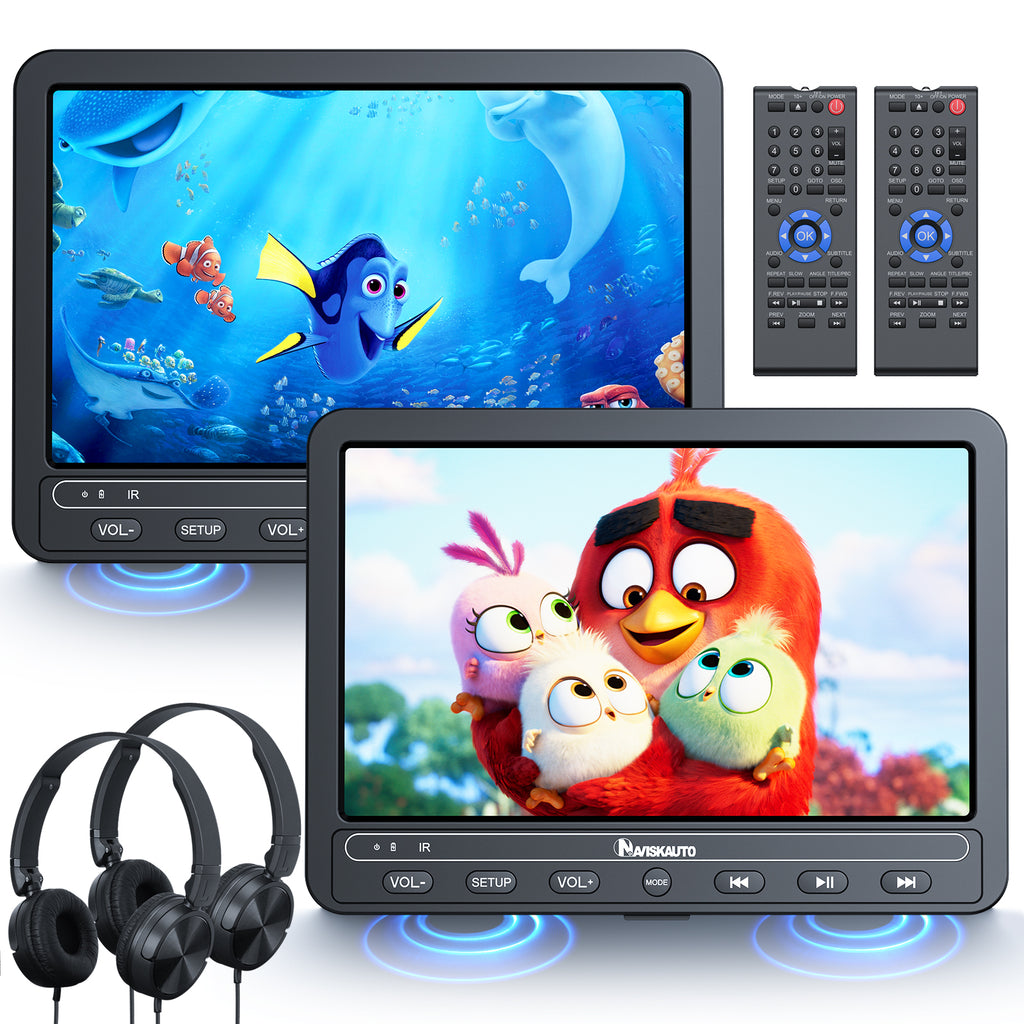 2×10.5" Portable DVD Player for Car with 5-Hour Rechargeable Battery ...