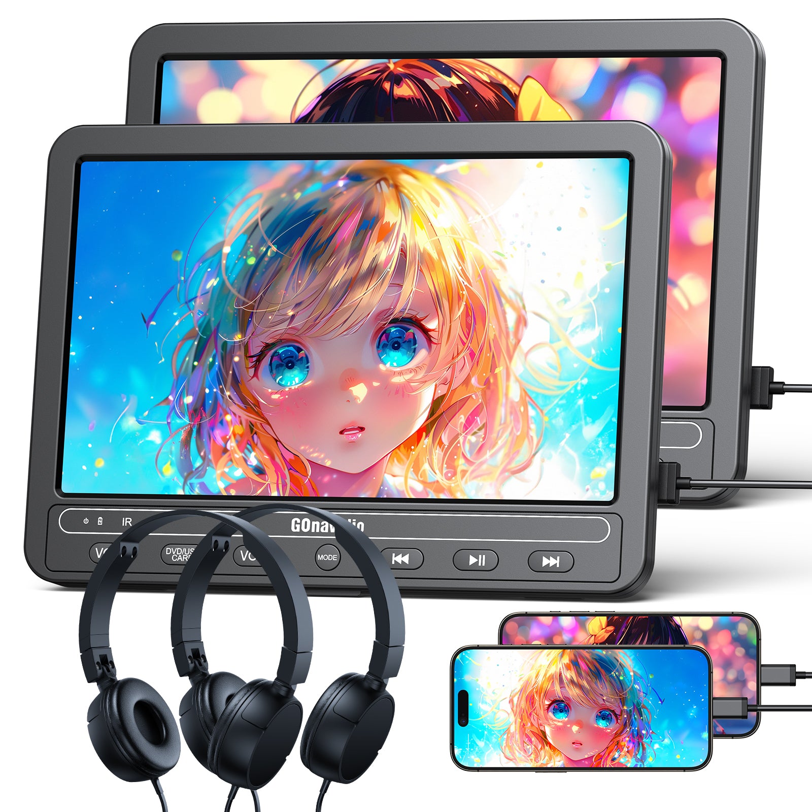 Car Dvd Player Dual Screen GPX Dual Screen Portable DVD Player Kit